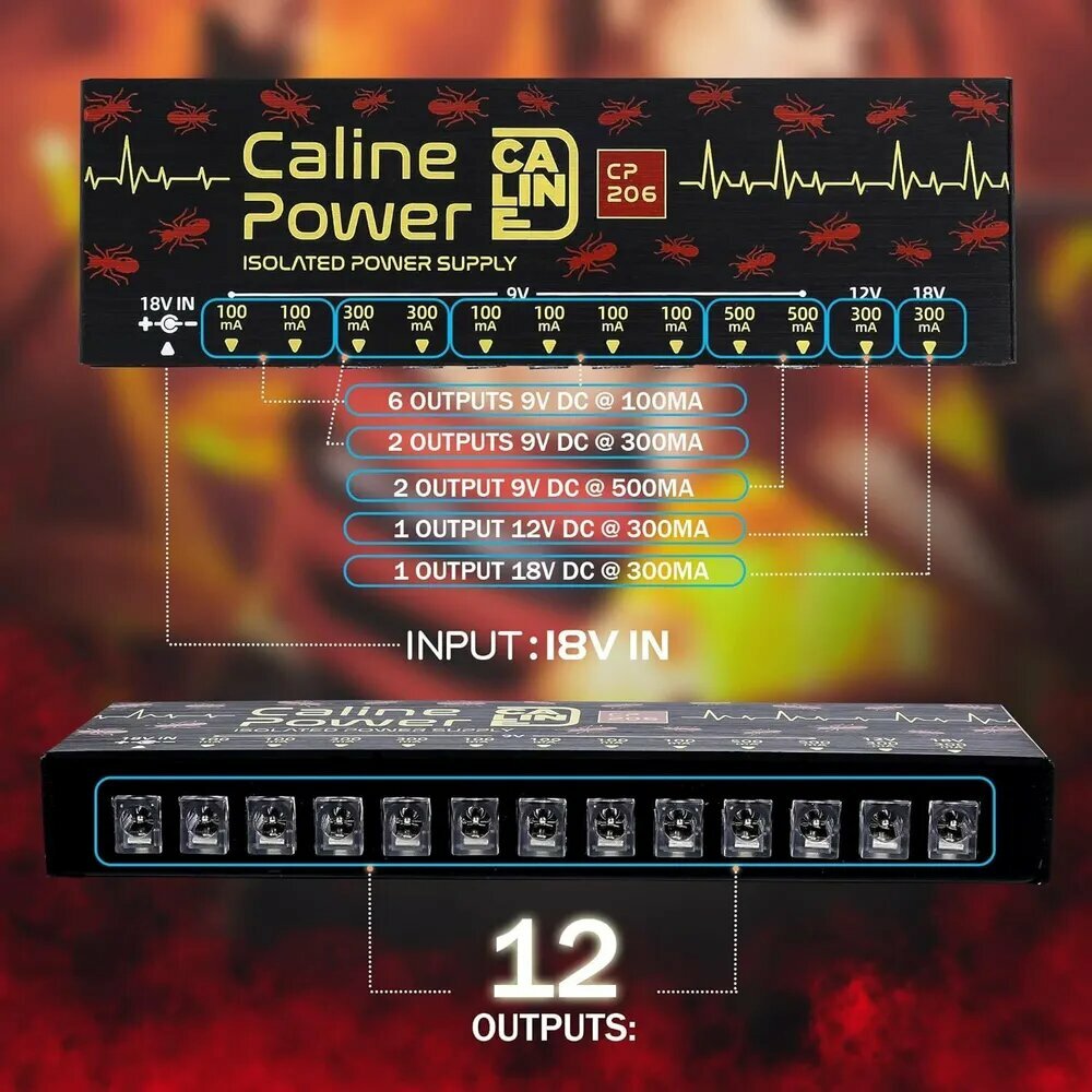 Блок питания для педалей гитарных эффектов Caline CP-206 Multi-Output Power Supply