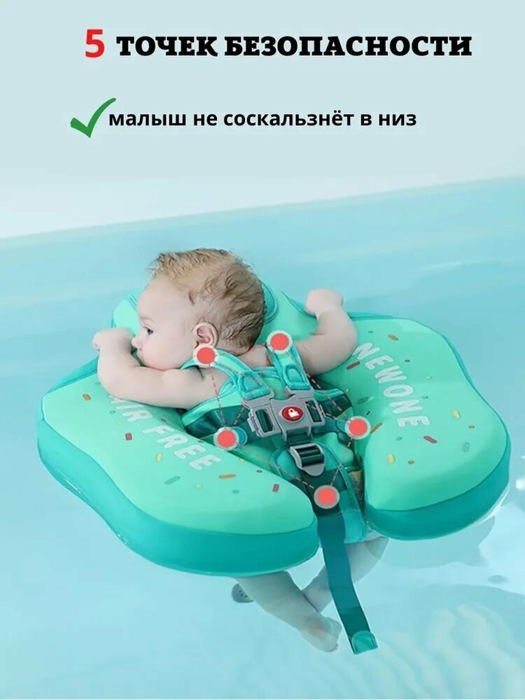 Надувной круг, для отдыха на воде, бирюзовый, диаметр 46.5см