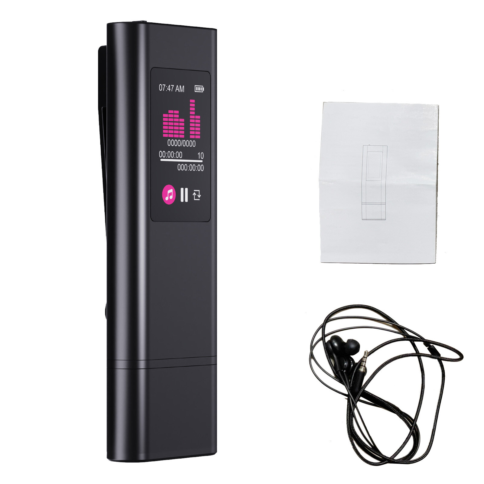 Digital Voice Recorder with Portable Back Clamp Wearable Small USB Recording Device 128G