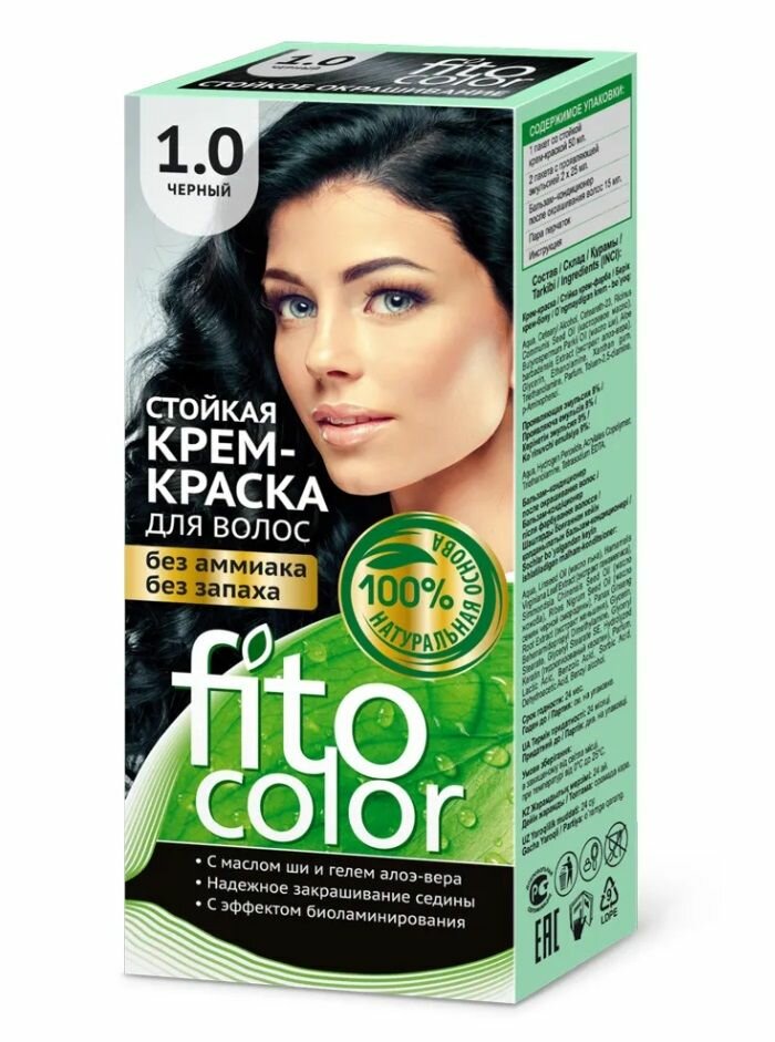 Стойкая крем-краска для волос Fitocolor 1.0 Черный 115 мл