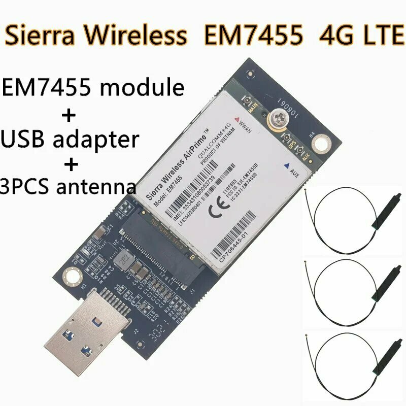 Sierra Wireless EM7455 1103582 FDD/TDD LTE Cat6 NGFF M.2 4G модуль 4G карта 300 Мбит/с Для ноутбука и маршрутизатора 4G USB модульный, USB EM7455 antenna