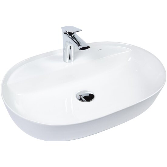 Раковина Bond S01-600 накладная овальная 60*40*13,5см белая с отверстием под смеситель