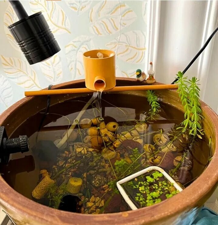 Сад с бамбуковым фонтаном и украшениями для внутреннего дворика с прудом и аквариумом, 30 см