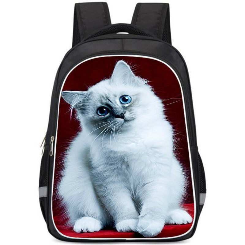 Школьная сумка с котом 3д прочная легкая вместительная для детей размер 6 большой