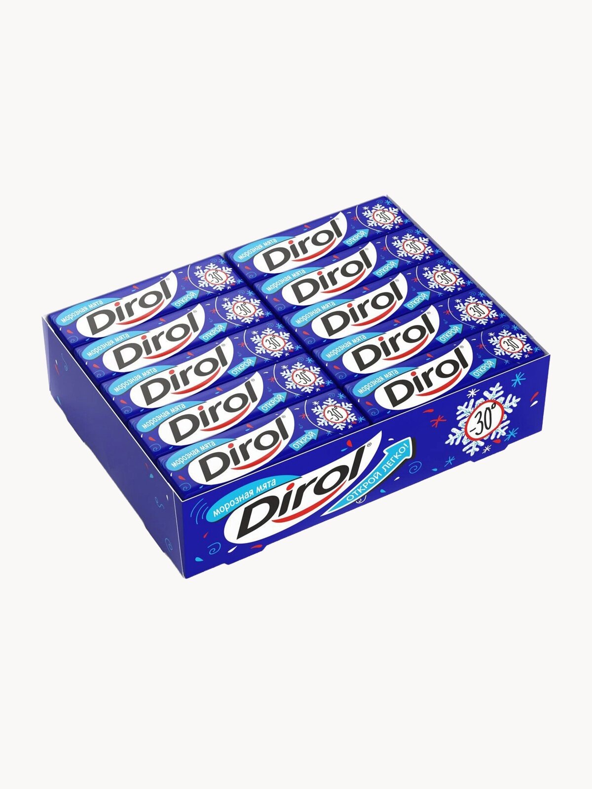 Dirol Cadbury жевательная резинка без сахара Морозная мята 13.6гх30шт