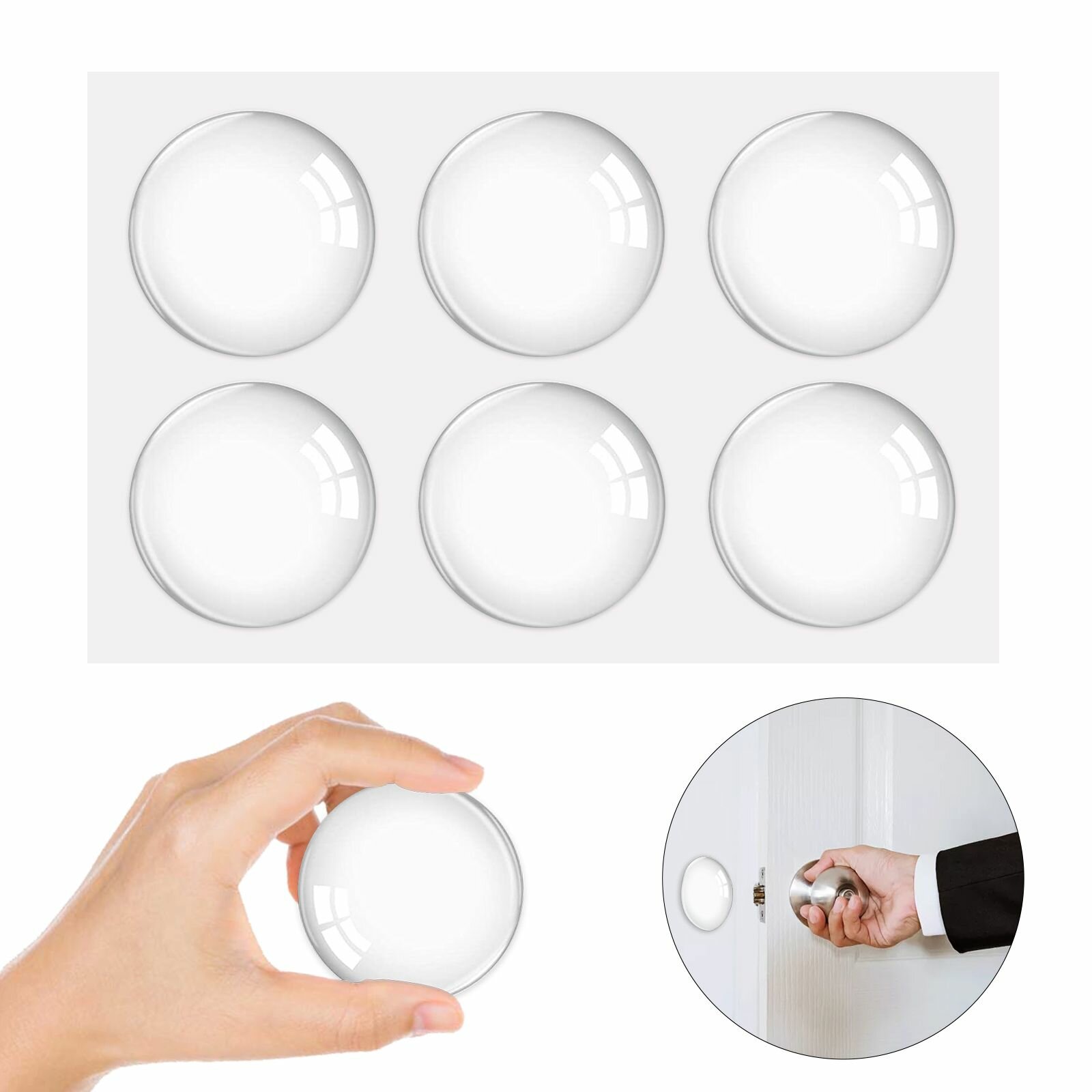 6 самоклеящихся резиновых стопоров, стопор для стен и дверей, диаметр 4 см