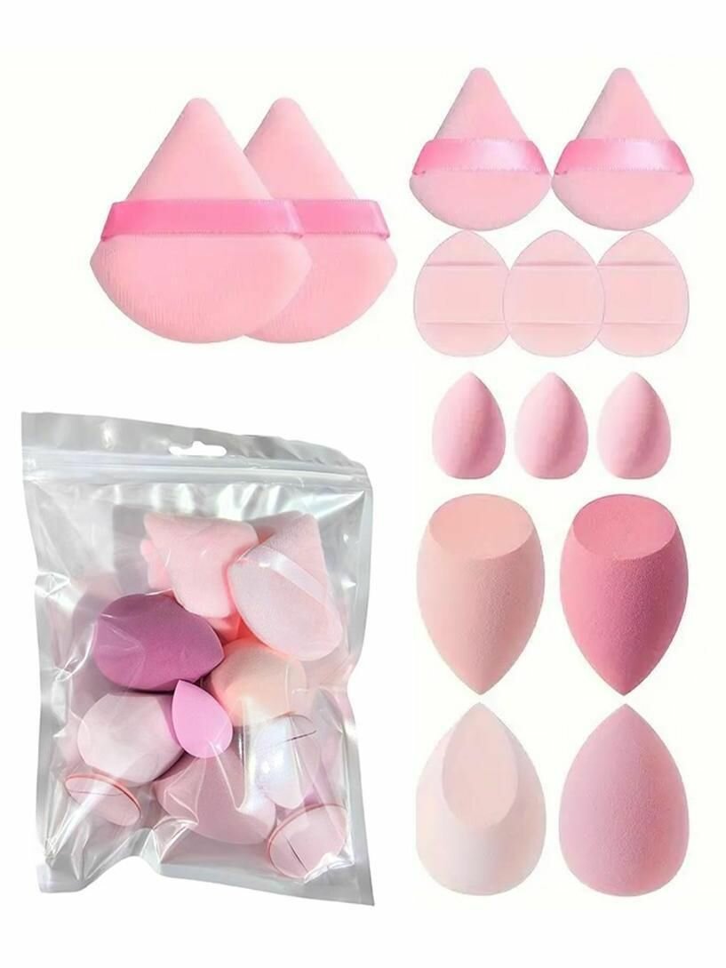 Набор из 14 предметов: спонж для макияжа и пуховка, не впитывают много косметики.