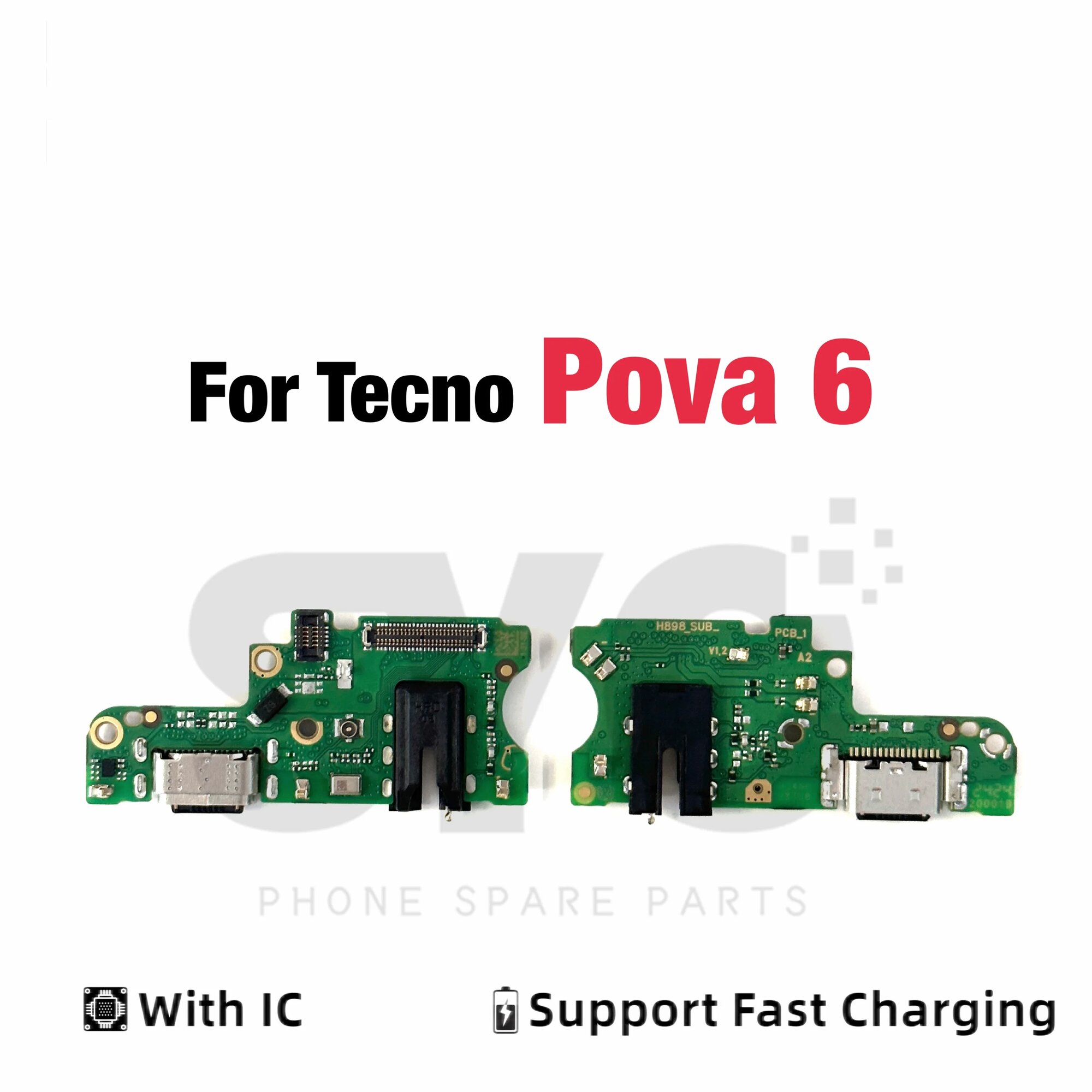 Зарядный порт Tecno Pova 6, гибкий кабель