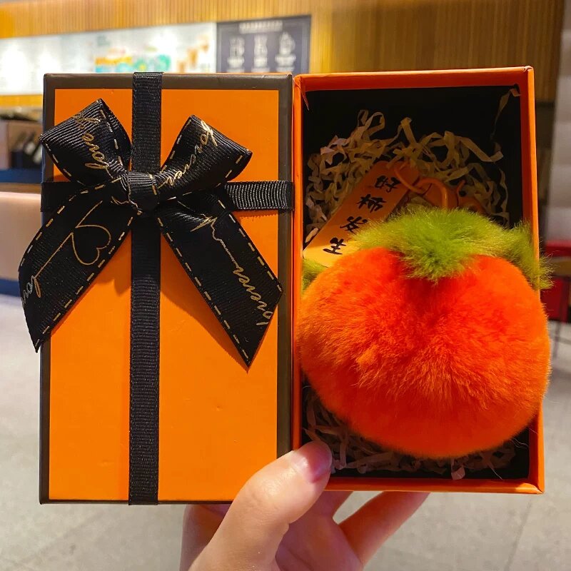 Ключ-браслет из ангорской шерсти оранжевый кантон с пожеланием удачи, в оранжевой подарочной коробке