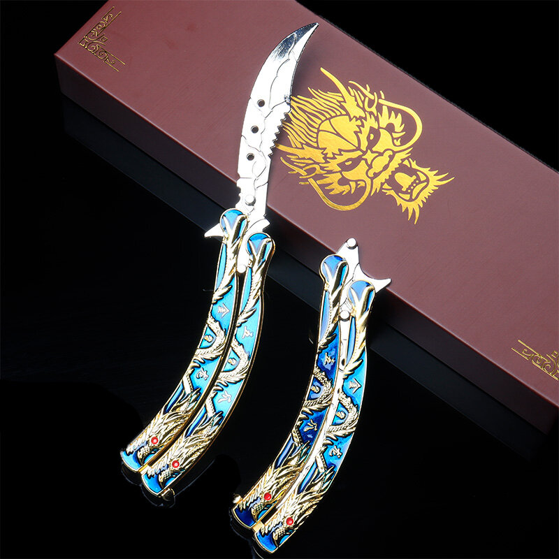 Нож-бабочка с пятью когтями, золотой дракон, складной нож-бабочка, игрушка, модель без лезвия, стильный тренировочный нож для детей