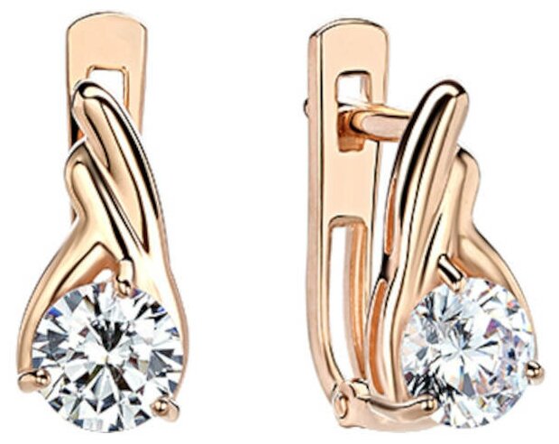Серьги, красное золото, 585 проба, фианит
