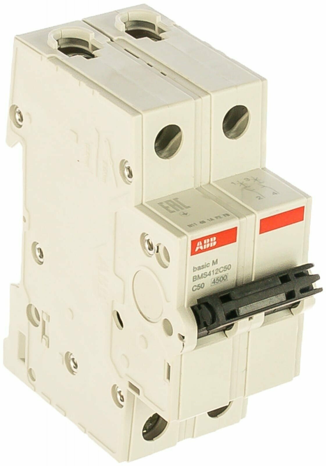 Выключатель автоматический ABB BMS412C50 2P 50A C 4.5кА для мощных однофазных вводов и силовых сетей