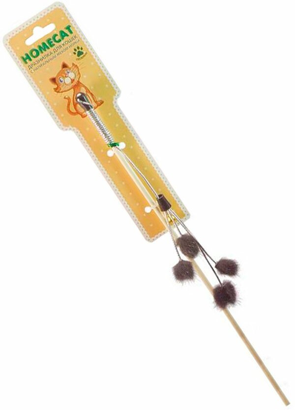Игрушка для кошек Homecat дразнилка Помпоны из норки на резинкке (1 шт)