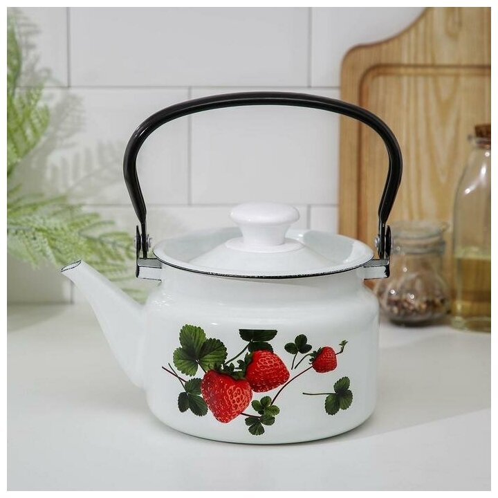 Чайник цилиндрический, 1,5 л, индукция, деколь микс, цвет белый