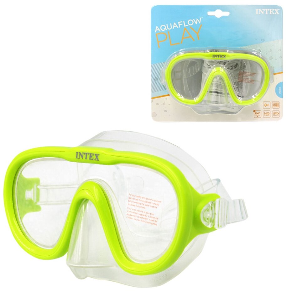 Маска для плавания Intex, 55916, Морской обзор, 8-13 лет, салатовый