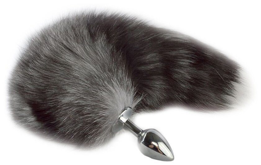 Анальная пробка с нат. хвостом блюфрост(сер)35 -40 см, 8049