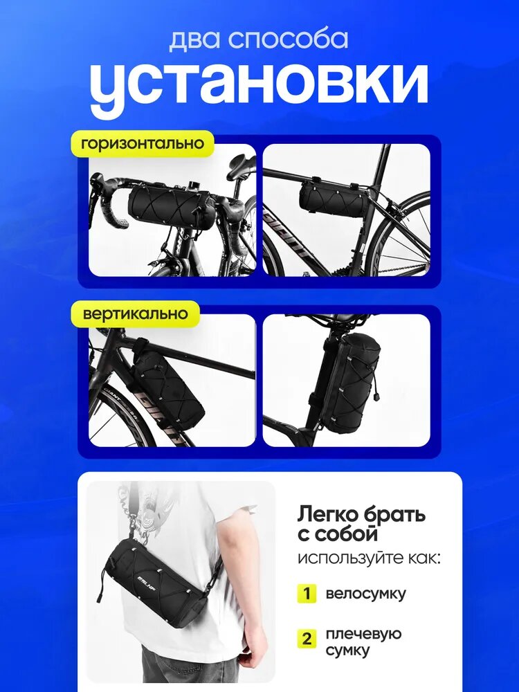 Многофункциональная велосипедная сумка ESLNF, 2 в 1, черная, с плечевым ремнем, водонепроницаемая — фото 1