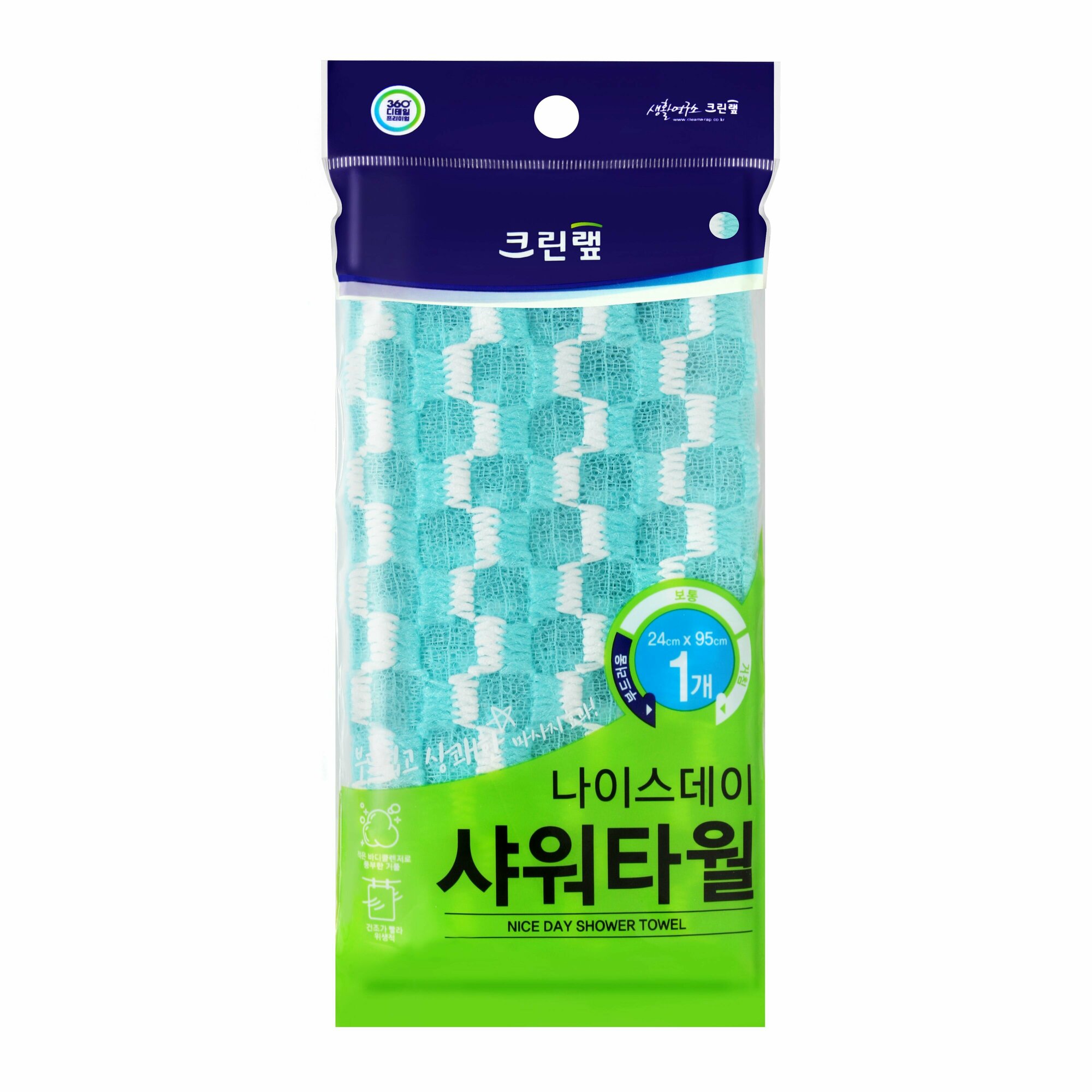 Clean Wrap Мочалка для тела с плетением Сетка и полиэстеровыми нитями (жёсткая) размер 29 х 95 см