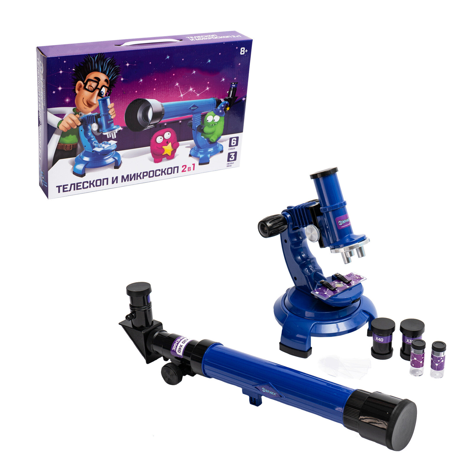 Эврики. Набор ученого "Телескоп+Микроскоп", свет, 3-х кратное увеличение №SL-01928 арт.1629481