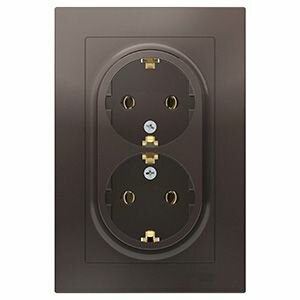 Атлас мокко розетка скрытая 2-мест заземление IP20