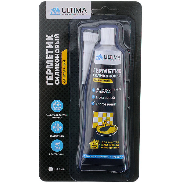 Герметик ULASW00180 силиконовый санитарный 80мл белый Ultima (3 шт. в комплекте)