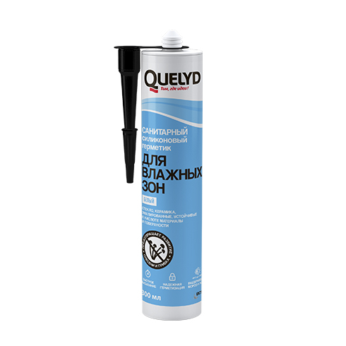 QUELYD Герметик санитарный силиконовый для Влажных зон белый 300мл.