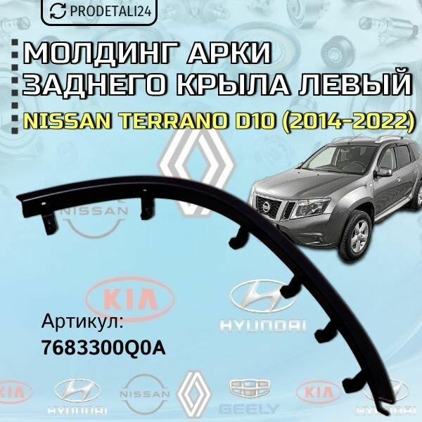 Молдинг арки заднего крыла левый Nissan Terrano D10; Артикул : 7683300Q0A
