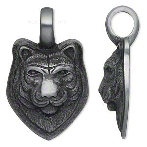 Подвеска, 44х26мм, тигр, винтажный, базовый материал - цинковый сплав, под античное серебро, 1 шт.