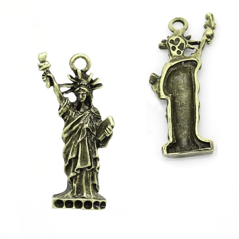 Подвеска, 40х19мм, Статуя Свободы, базовый материал - цинковый сплав, бронзовая, 2 шт.