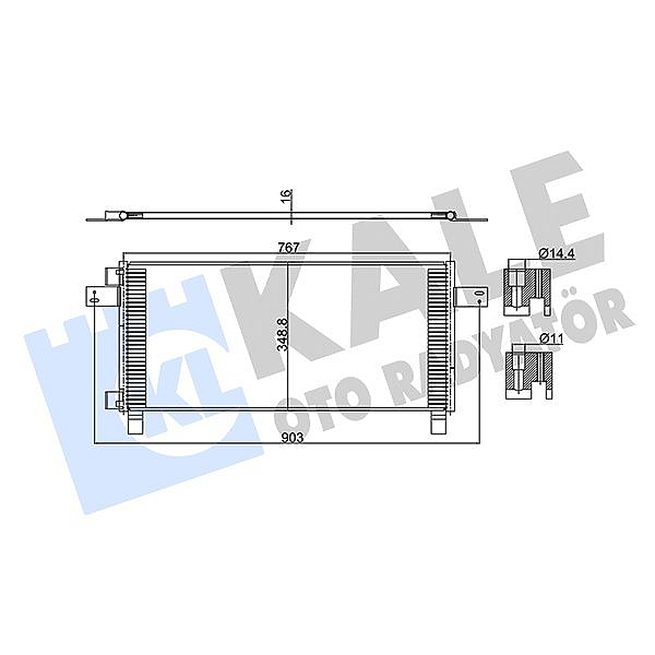 KALE 350350 (350350_KL1) радиатор кондиционера для а / м man tga (02-) / tgs (07-) / tgx (07-) паяный