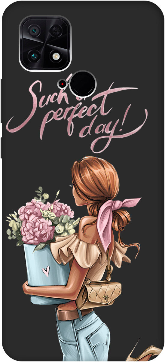 Матовый чехол Suach a Perfect Day! для Xiaomi Poco C40 / Сяоми Поко С40 с 3D эффектом черный