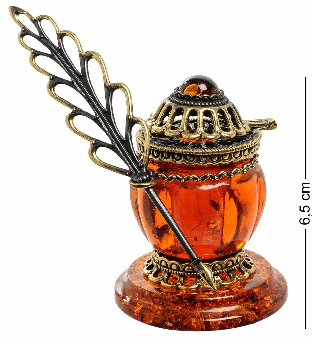 Фигурка 'Чернильница Модерн' (латунь, янтарь)