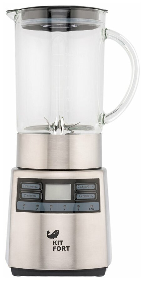 Блендер Kitfort КТ-1301, стационарный, нержавеющая сталь, 1000Вт, 6 скоростей, 1.8л