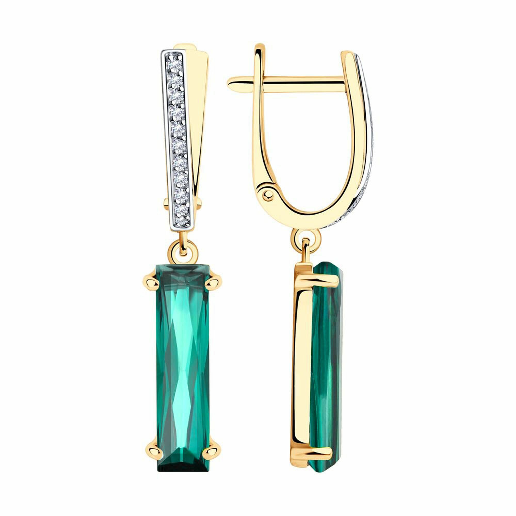 Серьги Diamant online, красное золото, 585 проба, фианит, турмалин
