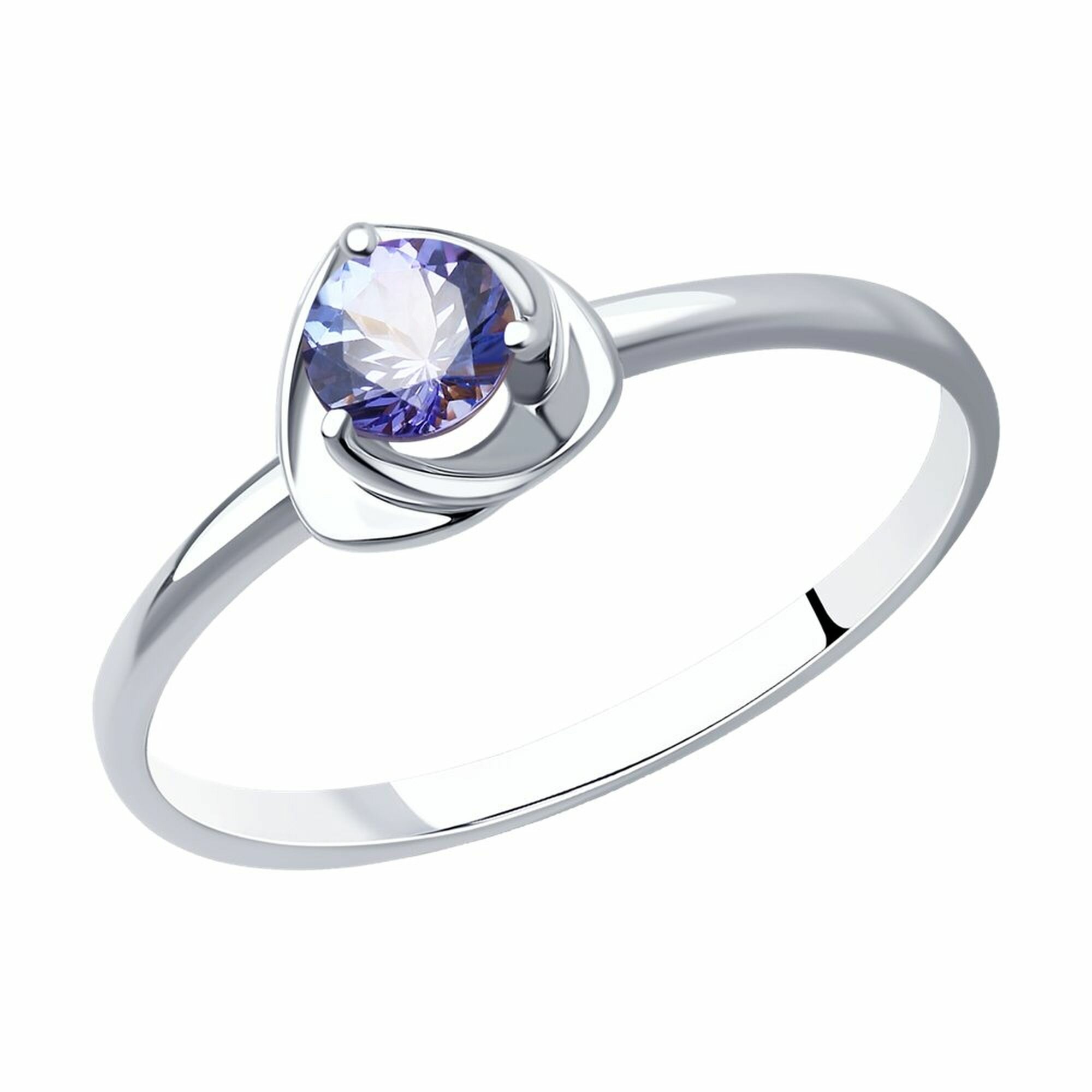 Кольцо, серебро, 925 проба, родирование, танзанит