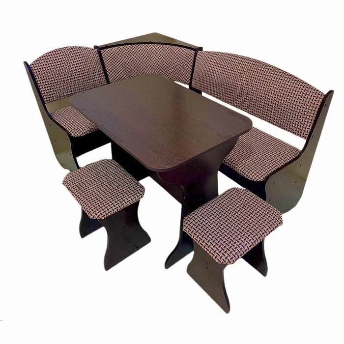 Кухонный уголок «КУ-3\4М», со столом, с табуретами, цвет дуб венге/рогожка коричневый