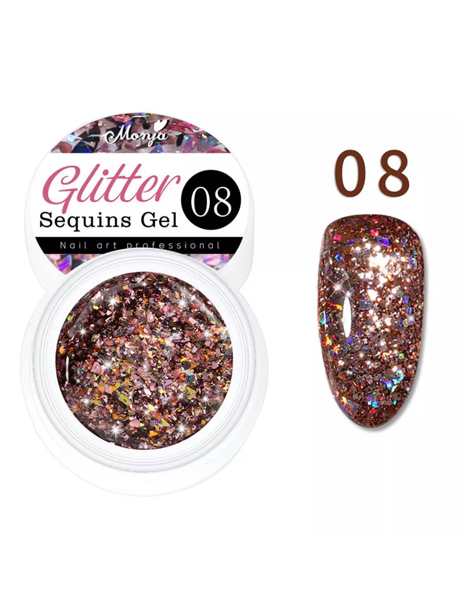 Гель для дизайна ногтей с глиттером
