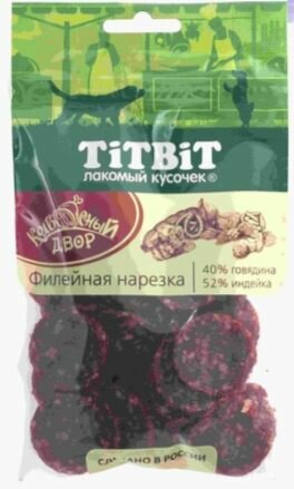 TiTBiT Колбасный двор Нарезка Филейная для собак, 80 г 0.08 кг