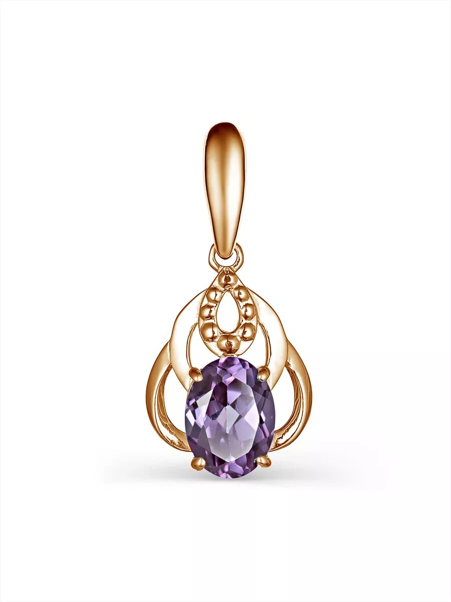 Подвеска, красное золото, 585 проба, александрит синтетический, бриллиант