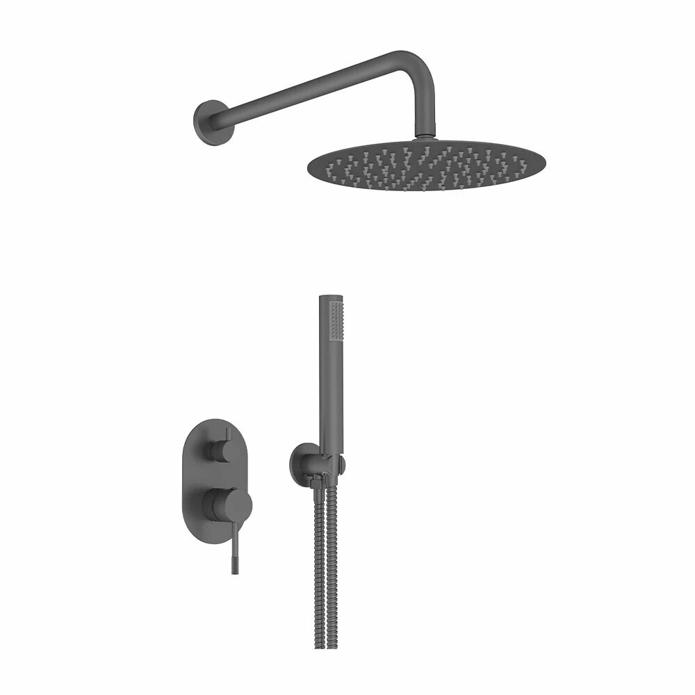 Душевая система с тропическим душем из латуни без излива Vieir V403563-C черный