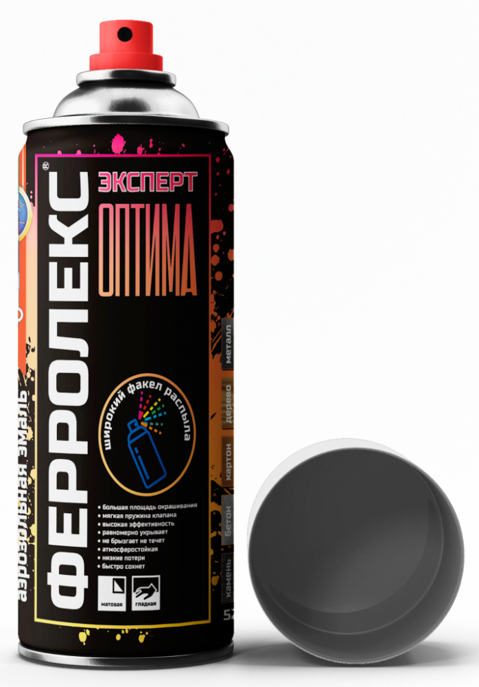 Эмаль Аэрозольная Красковия Ферролекс Эксперт Оптима 520мл Матовая, Универсальная, RAL9005 .