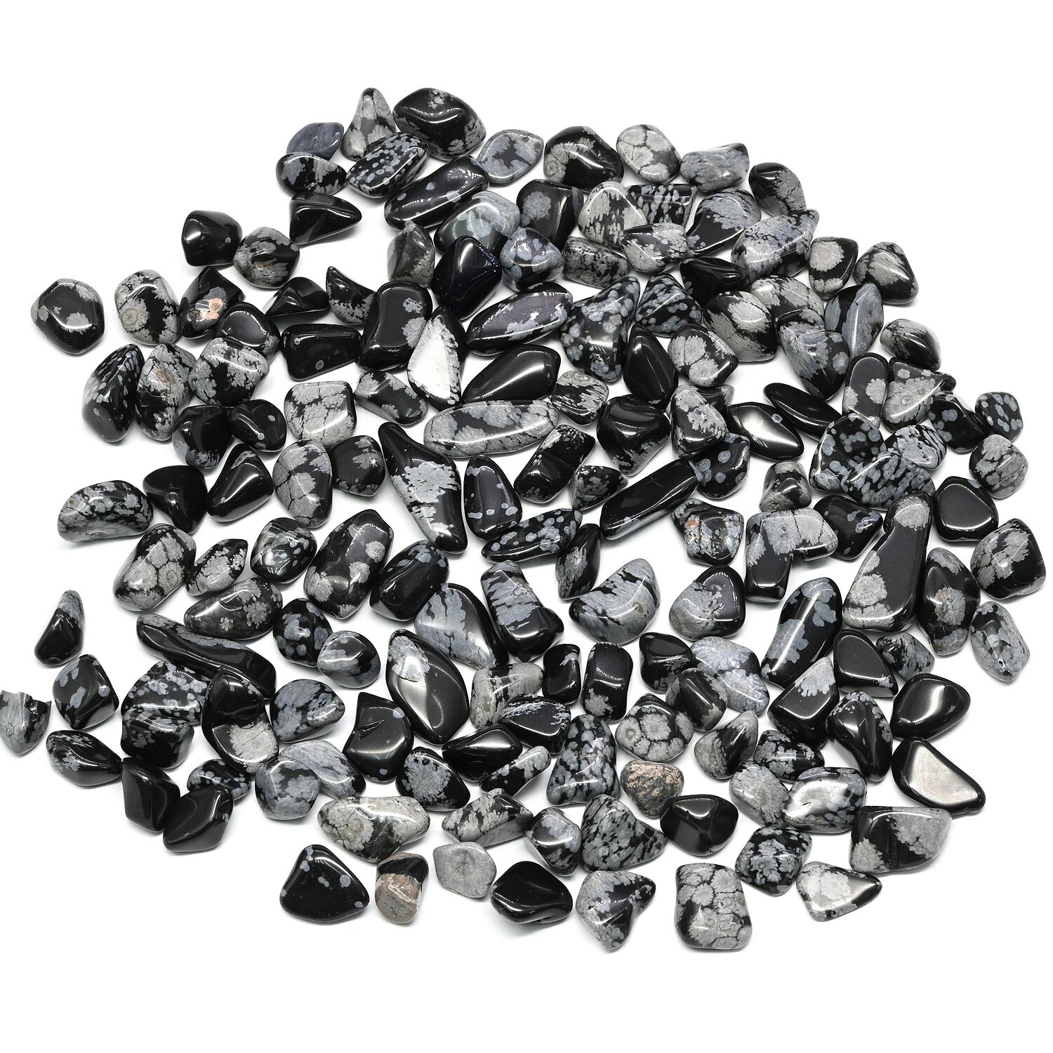 Обсидиан снежный галтовка фракция 5-10мм, упаковка 100г .