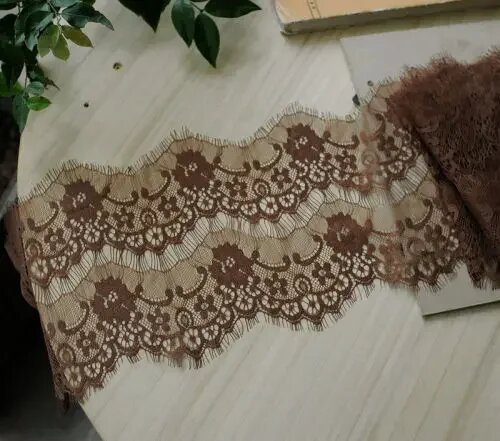 Кружево для рукоделия QRTRIM, белый, черный, цвет как на фото, 3 м, 16 см Коричневый, Coffee