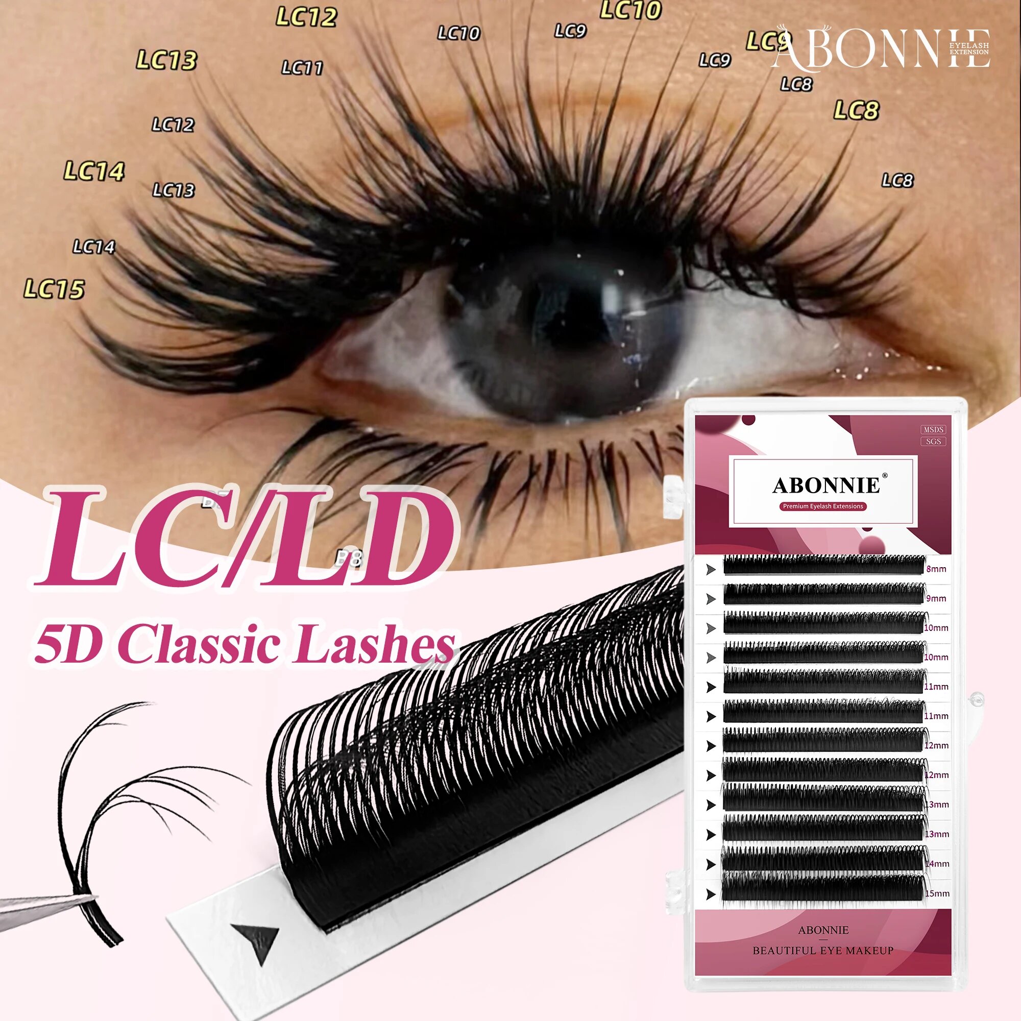 Abonnie Cashmere 5D Classic Lashes Extension LC LD Curl индивидуальные накладные ресницы LD