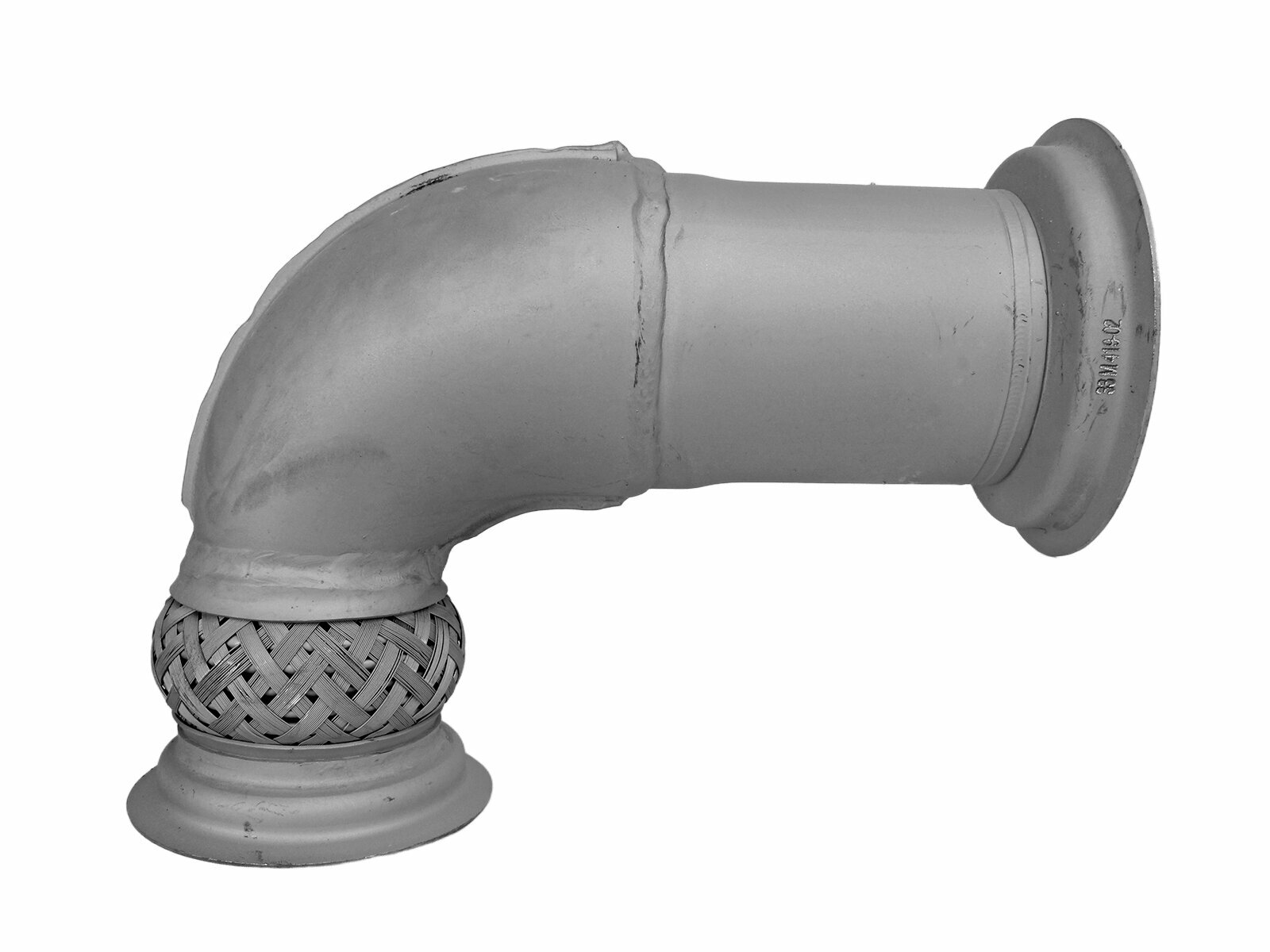 Труба приемная глушителя КАМАЗ-6520 левая с компенсатором L-132+214мм под хомут металлокомпенсатор 000.4859.419.000-02