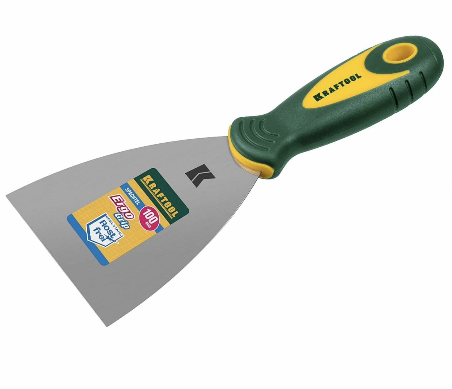Шпательная лопатка с 2-компонентной ручкой KRAFTOOL профилированное нержавеющее полотно, 100мм 10035-100