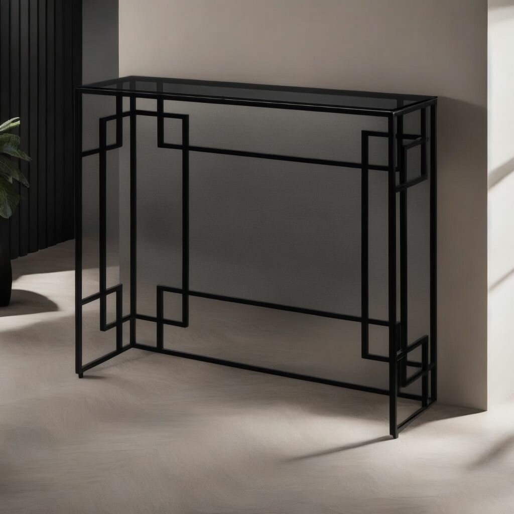 Консольный столик бангкок 990х875х280мм (черный/стекло серое графит)