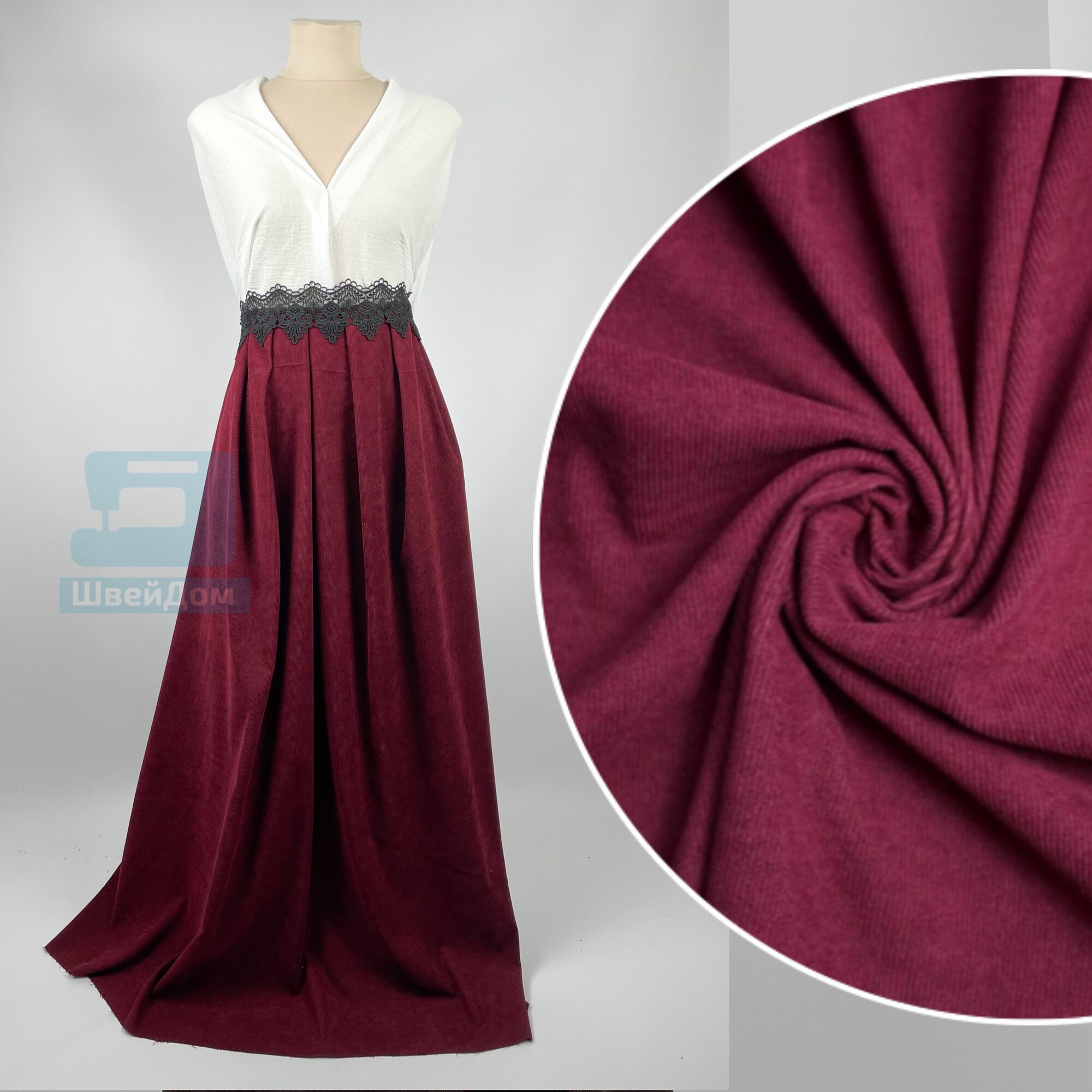 Ткань плательная Вельвет 100х150см, состав: 95% полиэстр, 5% эластан