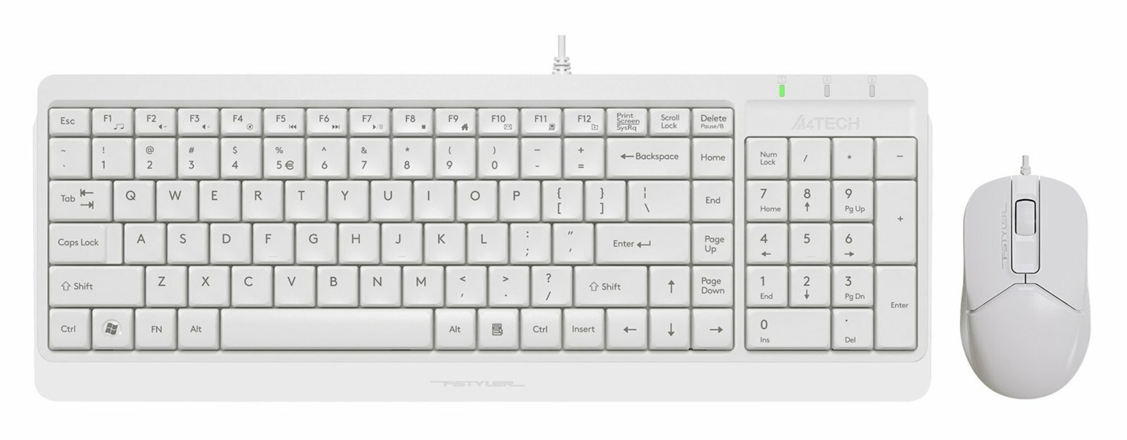 Клавиатура A4Tech + мышь Fstyler F1512 клав: белый мышь: белый USB (F1512 WHITE)