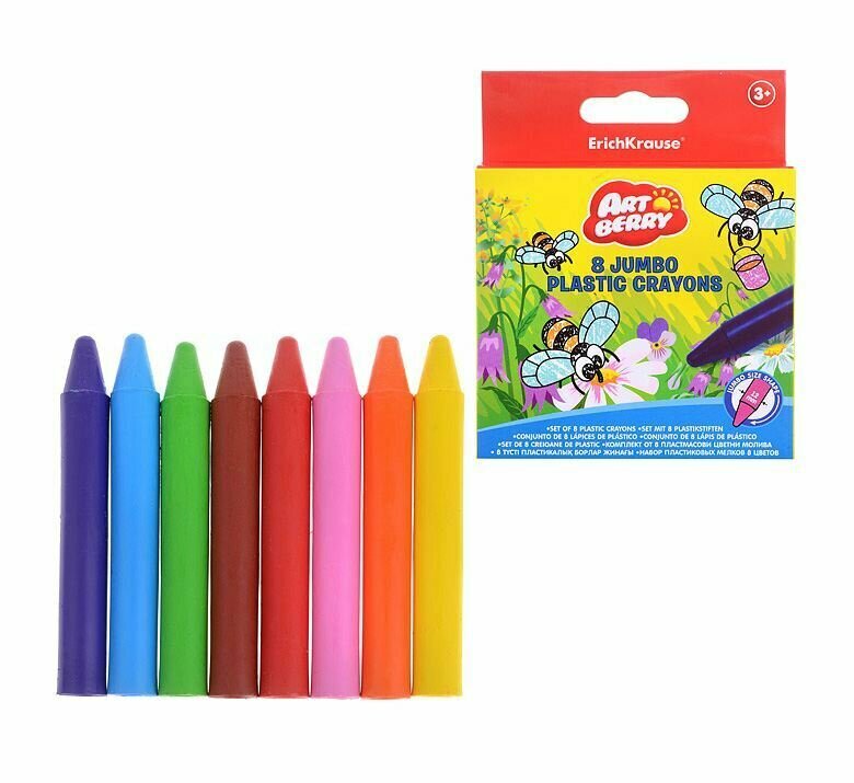 Пластиковые мелки Erich Krause Джамбо, 8 цветов (33113)